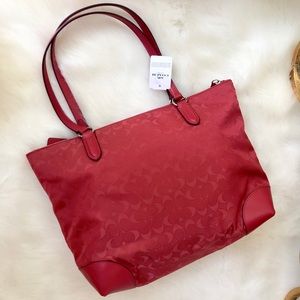 Coach | Bags | Coach Nwt Red Signature Print Tote Bag | Poshmark